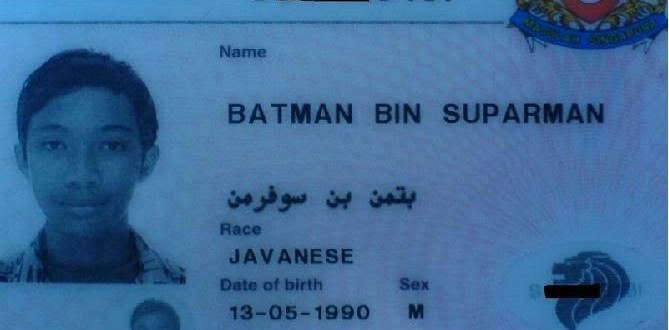 Create Your Own Superhero - Batman bin Suparman! Funny Passport Photo ...
